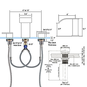 AVSIILE Waterfall Bathroom Faucet 3 Hole, Matte Black 8 Inch Widespread Bathroom Faucets & Parts, Modern 3 Piece Bathroom Sink Faucet, Touch On Lavatory Faucet for Bathroom Vanity Sink, Curved Spout