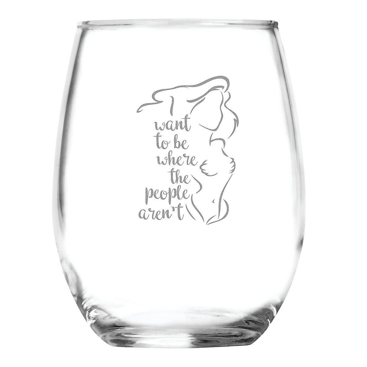 I Want to be Where the People Aren't - 15 oz Stemless Wine Glass - Ideal for Little Mermaid Fan - Ariel Inspired - Funny Gag Birthday Christmas or Movie Themed Gift - Introvert Humor