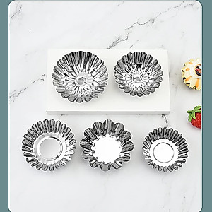 A-XINTONG 430 Stainless Steel Muffin Baking Cups Pack of 25 Pieces Reusable 5 Types Stainless Steel Mini Cupcake Molds, Nonstick Cupcake Liners Pastry Candy Molds Set DIY Cake Tools