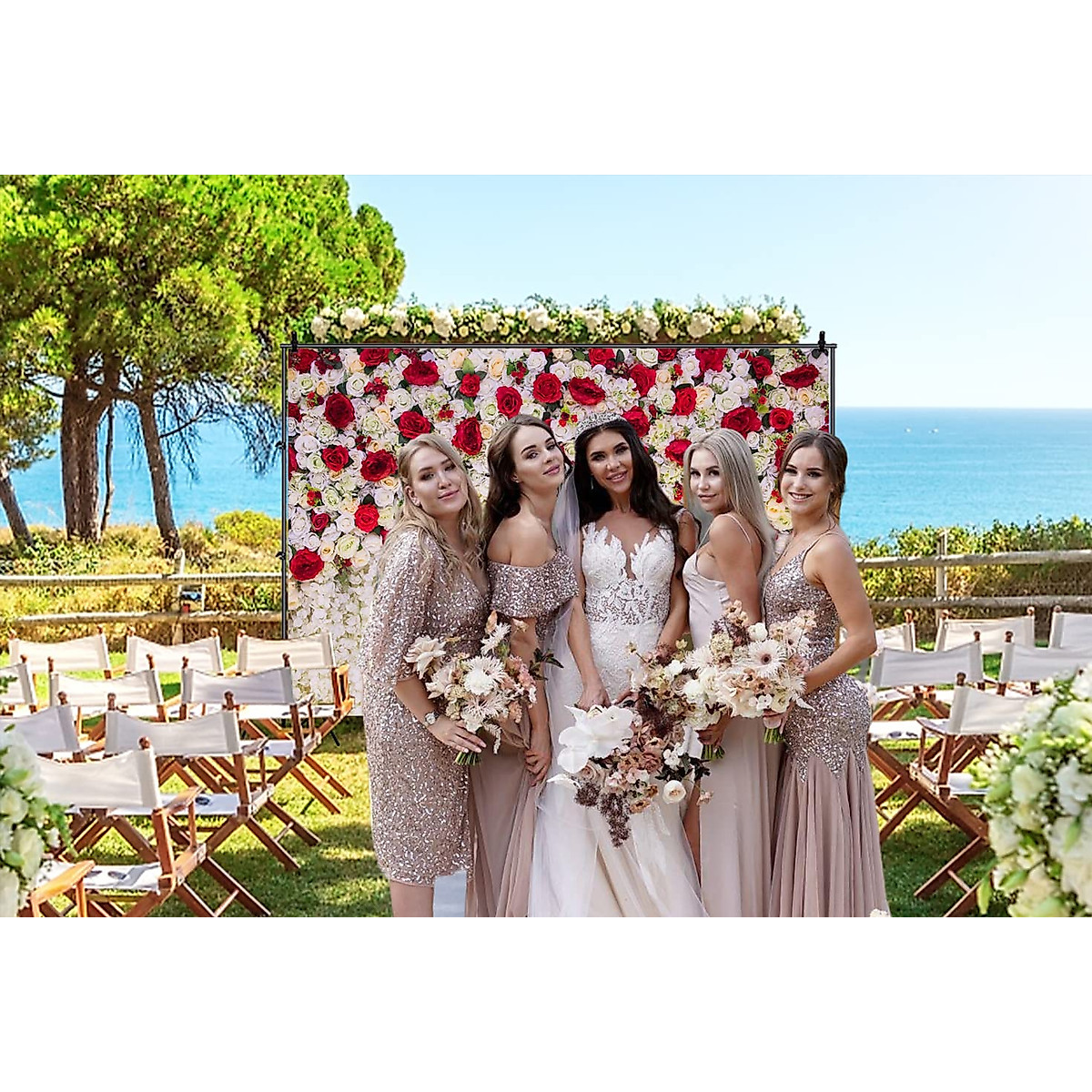 CSFOTO 10x8ft Wedding Backdrops for Reception Floral Backdrop for Wedding Shower Engagement Backdrop Flower Wall Backdrop Bridal Shower Background for Cradle Ceremony Backdrop for Proposal