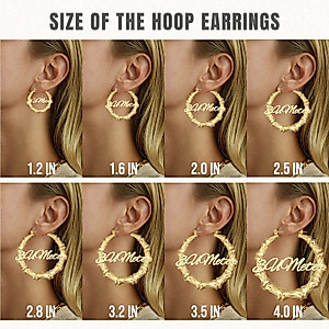 3UMeter Custom Bamboo Hoop Earrings for Women Silver Plated Custom Name Earrings Personalized for Women as a Jewelry Gift