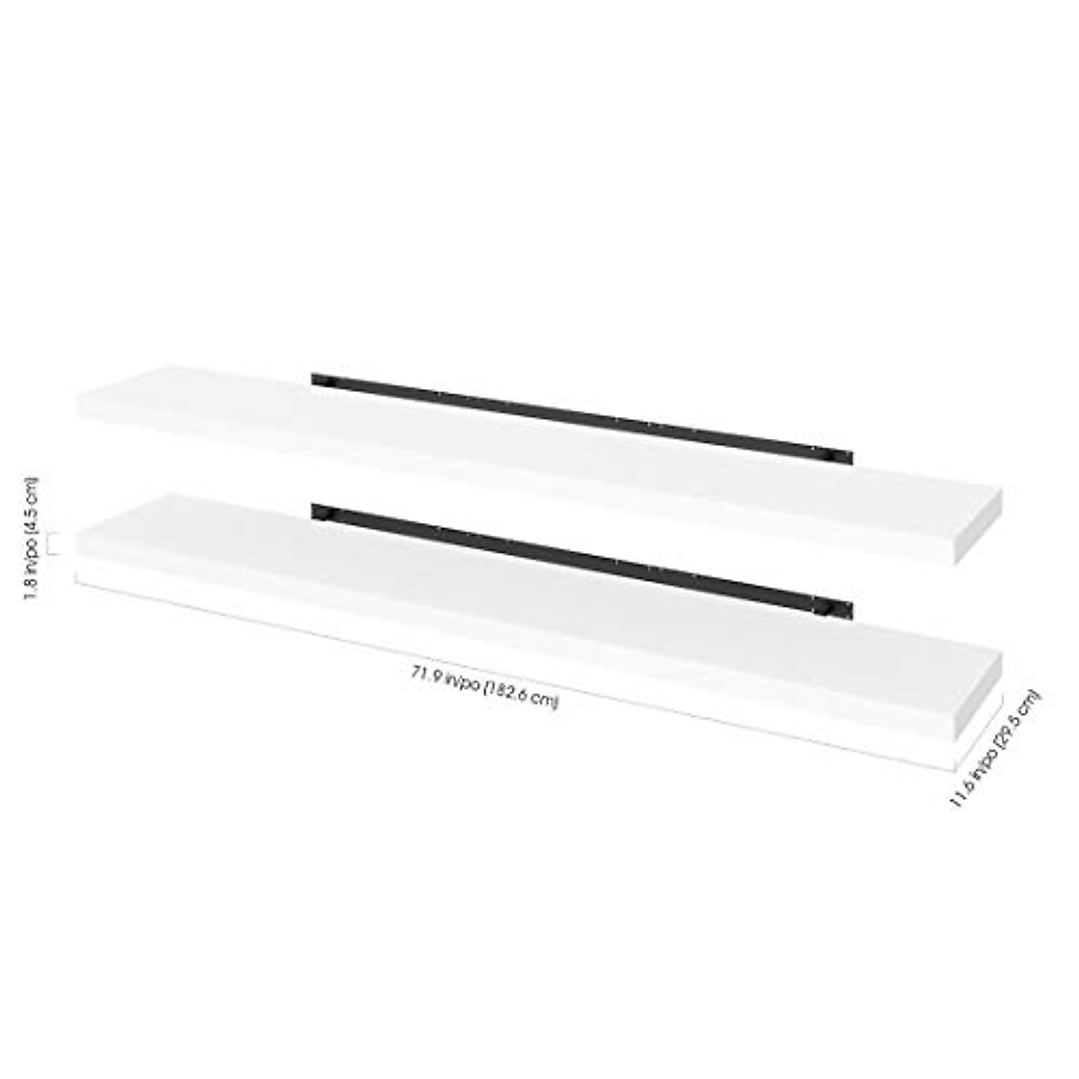 Bestar Universel 12W Set of 72W x 12D Floating Shelves in White