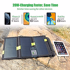X-DRAGON Monocrystalline Portable Solar Panel 20W Dual USB Ports (5V2A,Overall 3A) Foldable Solar Charger for Portable Laptop Cellphone, Notebook, Tablet, Camping (5V 20W)