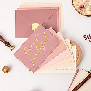 Crisky 50 pcs Rose Gold Beyond Grateful Thank You Cards With 50 Envelopes & 50 Stickers Simple, Chic, Elegant Greeting Cards Perfect for: Wedding/Business/Birthday/Graduation. 4 x 6 inches 50 Pack