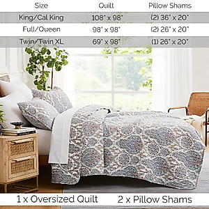 Southshore Fine Living, Inc. Boho Paisley Collection, Premium Quality, Soft, Wrinkle & Fade Resistant, Easy Case, Oversized Quilt Cover Set with 1 Quilt Set and 2 Shams, Full/Queen, Aqua