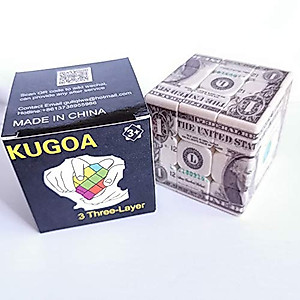 Speed Cube 3x3 One-Dollar Notes/Bill Back Pattern Magic Cube Puzzle,IQ Games Puzzles Relief Effect Kids Adult Toys,5.6cm/2.2"