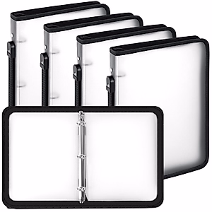 Teling 4 Pcs 1 Inch Clear Zipper Binder with 3 Ring Zipper Binder, Refillable Plastic Clear File Organizer Planner for Projects, Assignments, Memos, School Work, 13.2 x 10 Inch