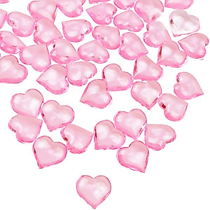 Fangoo 110 Pieces Pink Acrylic Heart Pink Heart Gems Valentine's Day Heart Ornaments for Valentine's Day Decorations Vase Filler Table Scatter Anniversary Wedding Home Decorations(Pink, 8OZ)