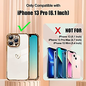 DAVIKO Compatible with iPhone 13 Pro Case for Women, Luxury Soft TPU Shockproof Protective Phone Case, Full Camera Protection Raised Reinforced Corners, 6.1 inch, White