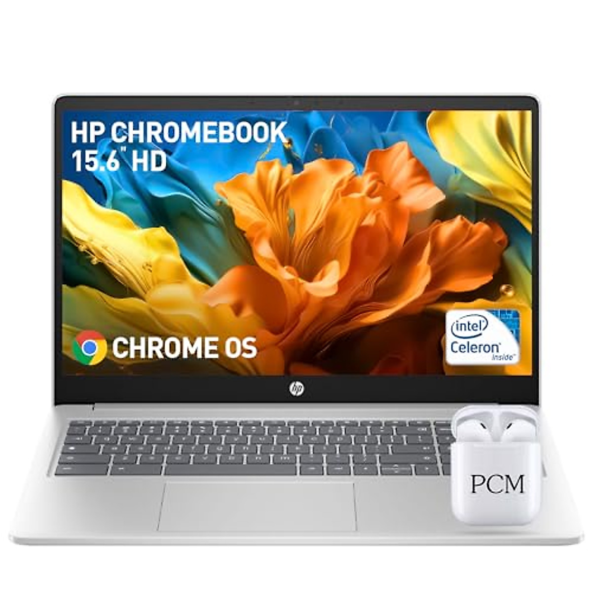 HP Chromebook Laptop, 15.6 Inch Laptop for College Students, Intel Processor N200 (Beat i5-8250U), 8GB DDR5 RAM, 128GB Storage (64GB eMMC + 64GB SD Card), Natural Silver, PCM