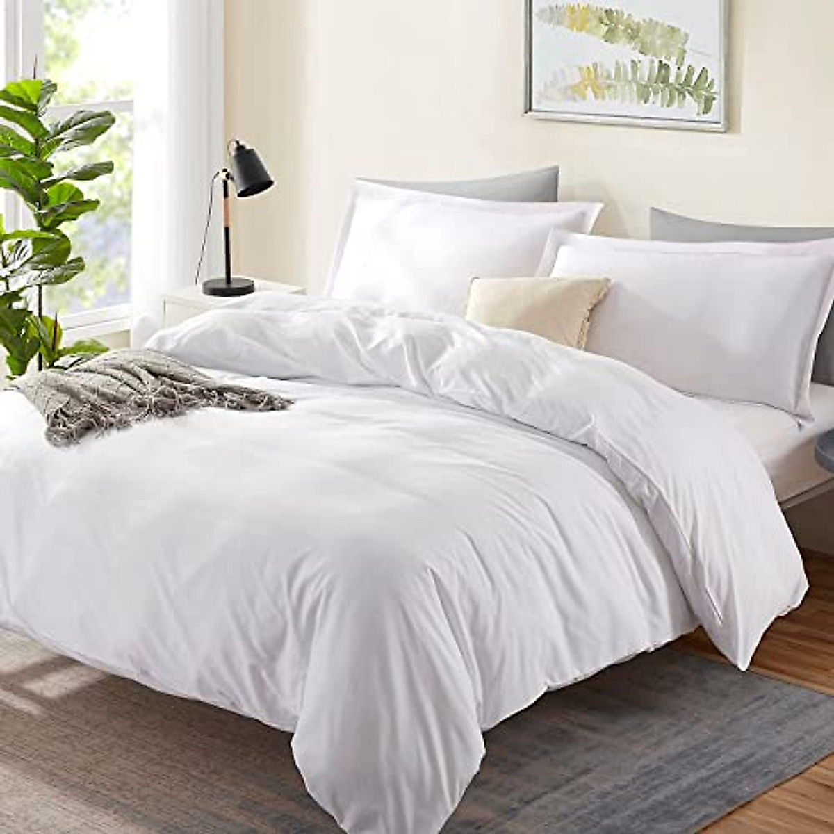 LinenHouse Premium Duvet Cover Set Over Size King 120'' x 98'' Size with Zipper Closure & Corner Ties, Ultra Silky Soft Premium 100% Egyptian Cotton 1000 Thread Count -White Solid