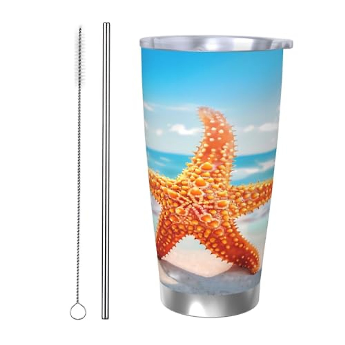 AYCZN Starfish 20 OZ Tumbler Stainless Steel Travel Coffee Mug, Ocean Beach Insulated Water Bottle with Lid Leakproof Thermal Cup