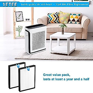 2 Pack Vital 100S Filter Rplacement Compatible with LEVOIT Vital 100S Air Puri-fier, 3-in-1 H13 Grade Smart True HEPA Rplacement Filter, Vital 100S-RF