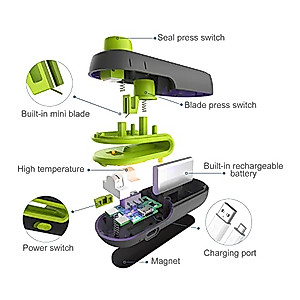 Ankilo Mini Bag Sealer, Handheld Heat Sealer, 2 in 1 Plastic Bag Sealer, Portable Heat Vacuum Sealer, Rechargable Mini Sealing Machine, for Plastic Bags Chip Bags Food Storage, Black