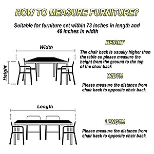 Patio Furniture Covers Waterproof & Heavy Duty 74 Inch, 600D Oxford Cloth Outdoor Patio Table Cover, 74" L x 47" W x 28" H Rectangular Patio Covers for Outdoor Furniture & Dining Table and Chairs Set