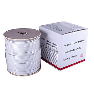 Five Star Cable RG6 Shielded 1000 ft Coaxial Cable ETL Listed for use with Audio, Video, and CATV/MATV Antenna Transmission Cable (1000 Ft, White)