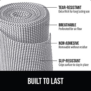 Gorilla Grip Drawer Shelf and Cabinet Liner, Thick Strong Grip, Non-Adhesive Liners Protect Kitchen Cabinets and Cupboard, Bathroom Drawers, Easy Install, Breathable Mat, 12" x20', Light Gray