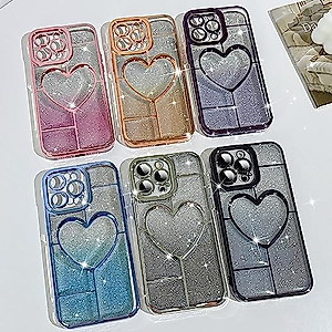 Yeddabox Compatible with iPhone 14 Pro Max Case Heart Phone Case Cute Bling Plating Soft Shockproof Full Camera Protection Bumper Phone Cases for iPhone 14 Pro Max Women Girls Case 6.7" - Glod
