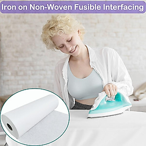 Iron-On Non-Woven Fusible Interfacing 15.7 Inch x 54.7 Yard Lightweight Non-Woven Interfacing White Polyester Single-Sided Interfacing for Sewing DIY Crafts Supplies