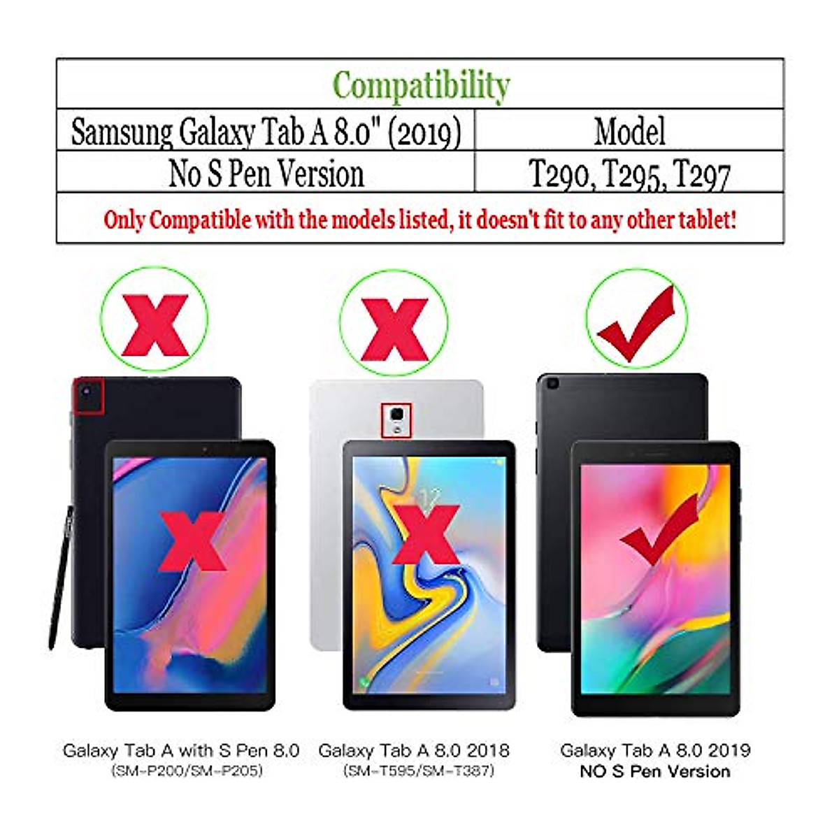 LTROP for Samsung Galaxy Tab A 8.0 Case 2019 SM-T290/T295, Tab A 8.0 2019 Case for Kids, Shockproof Light Weight Handle Stand Galaxy Tab A 8.0 inch 2019 Kids Case Without S Pen - Blue