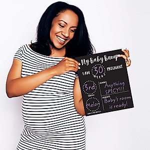 Canopy Street My Baby Bump Pregnancy Timeline / 10"x 12" Chalkboard Style Sign/Monthly Milestone Blackboard Photo Prop