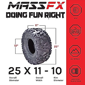 MASSFX QL ATV UTV 25x11-10 Rear Tire 25" 25x11x10 6Ply (2 Pack)