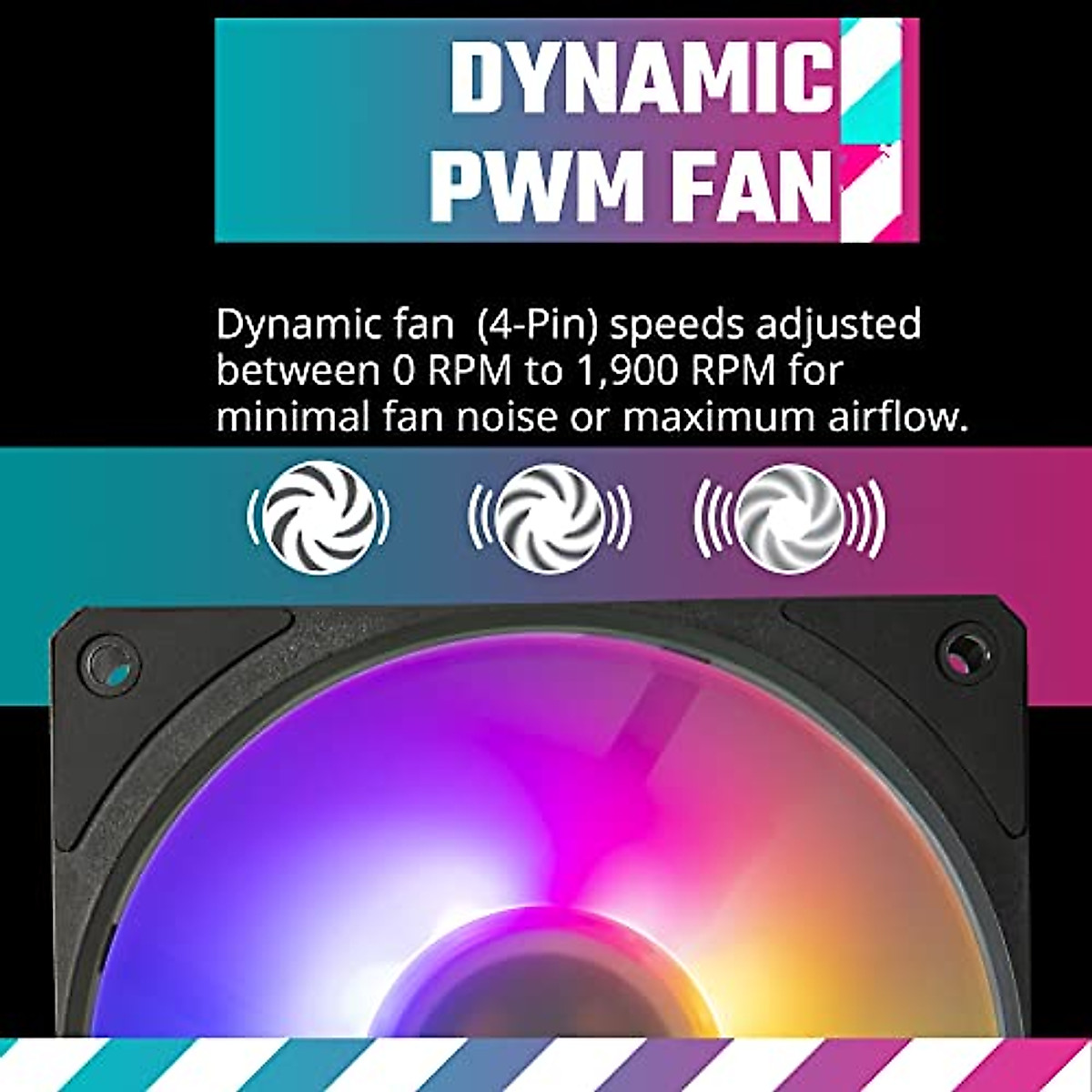 Cooler Master Mobius 140P ARGB High Performance Interconnecting Ring Blade Fan, PWM 2400rpm, Loop Dynamic Bearing, ARGB Customizable LEDs for PC Case, Liquid and Air Cooler (MFZ-M4DN-19NP2-R1),Black