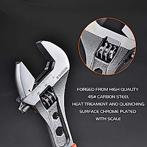 Edward Tools Pro 8" Adjustable Wrench - Carbon Steel Adjusting Design - Crescent Pro Grip for Greater Leverage - Locking Adjustable Width - Spanner Handle
