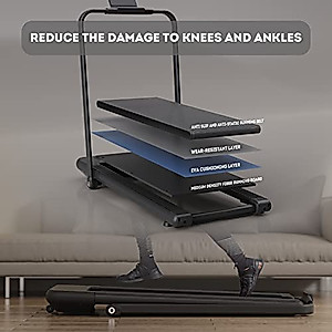Bifanuo 2 in 1 Folding Treadmill, Smart Walking Running Machine with Bluetooth Audio Speakers, Installation-Free，Under Desk Treadmill for Home/Office Gym Cardio Fitness（Black）