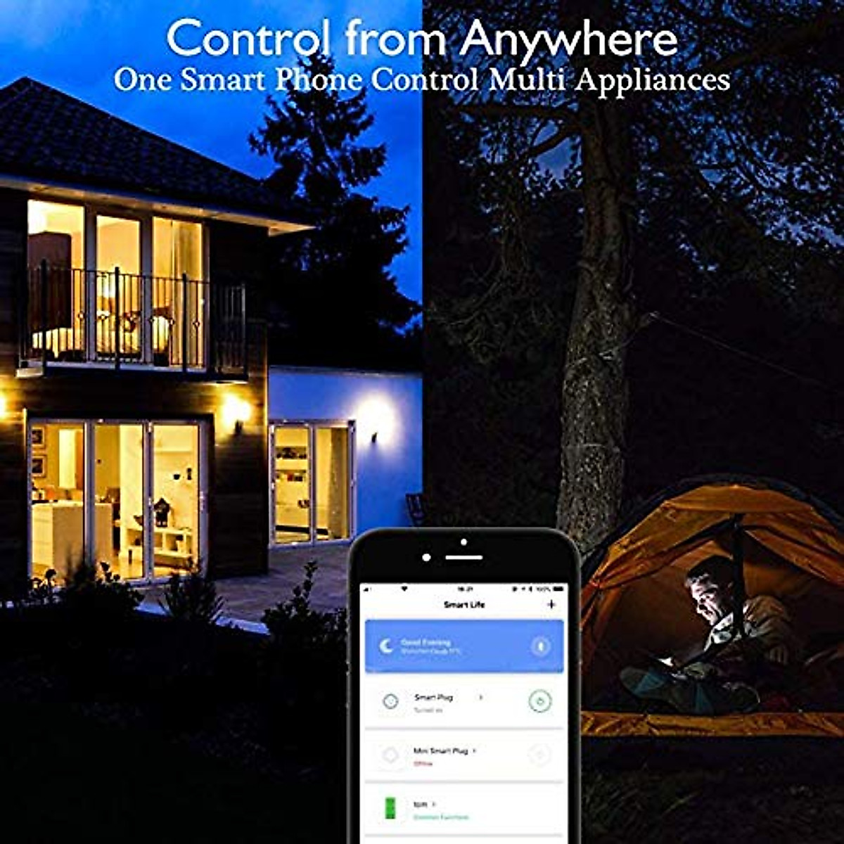 smart socket with app control Smart plug, Mini Wifi Outlet Compatible with Alexa, Google Home & IFTTT, No Hub Required, Remote Control your home appliances from Anywhere, ETL Certified (one Piece)