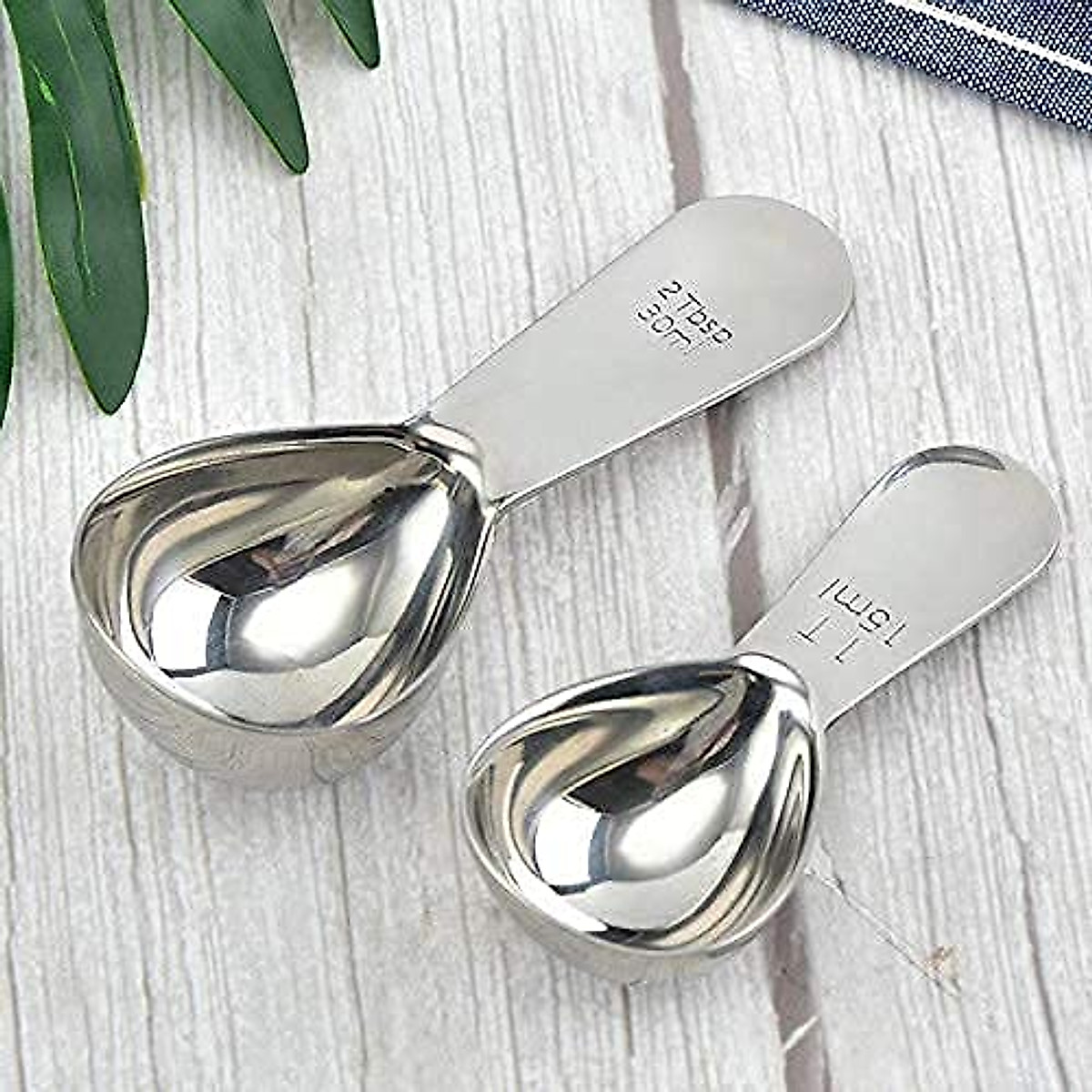 2 Pack SHENGQIDZ Stainless Steel Measuring Coffee Scoop 2&1 tablespoon Short Handle Tablespoon Measuring Spoons for Coffee Tea Sugar (15 ml & 30 ml)