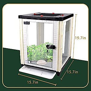 crapelles (Knock Down) Reptile Tank, Pets Cage, 15.7" x 15.7" x 19.7" [Full View Visually Appealing], Front Opening Door Reptile Terrarium for Reptiles Amphibians, Bearded Dragon Lizard Snake Cage Box