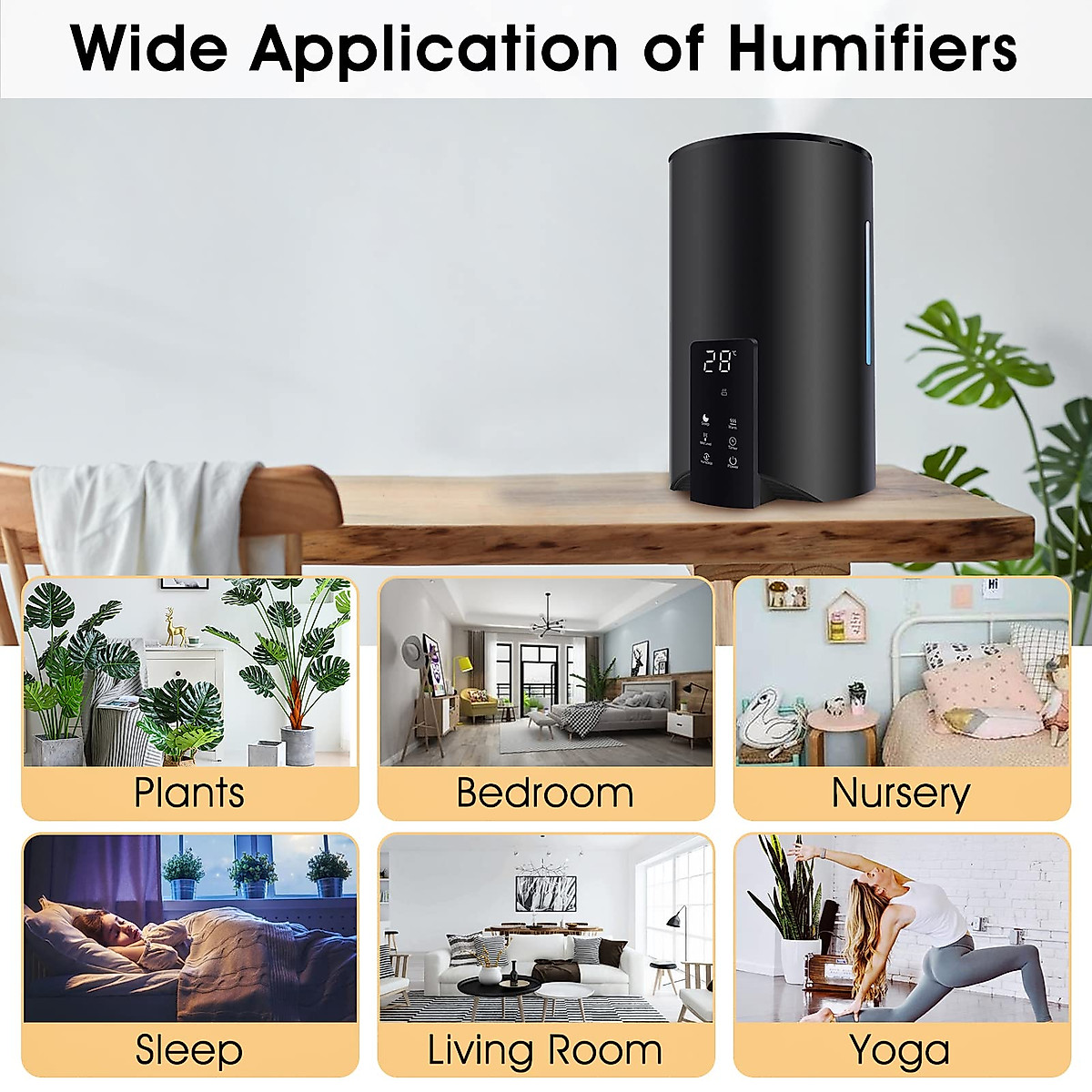 Cool and Warm Humidifiers for Bedroom Large Room, Top Fill 4.5L Quiet Smart Ultrasonic Humidifier for Babies Nursery, Plants & Whole House Built-in Humidity Sensor Essential Oil Diffuser 360°Nozzle