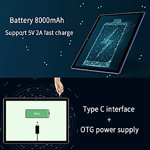 AOYODKG 2023 Newest Tablet with Keyboard 10 Inch, Android Tablet Newest Octa-core Processor, 64GB ROM + 4GB RAM Storage, 256GB Expandable, 2 in 1 Tablet with WiFi, GPS, 1920x1200 HD Display -Black