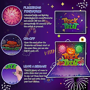 DTESL 3D Pop Up Trick Or Treat Pumpkin Halloween Card, with light and music, For Kids, Friend, Boyfriend, Girlfriend, Husband, Him, Women - Skull, Ghost, Envelope