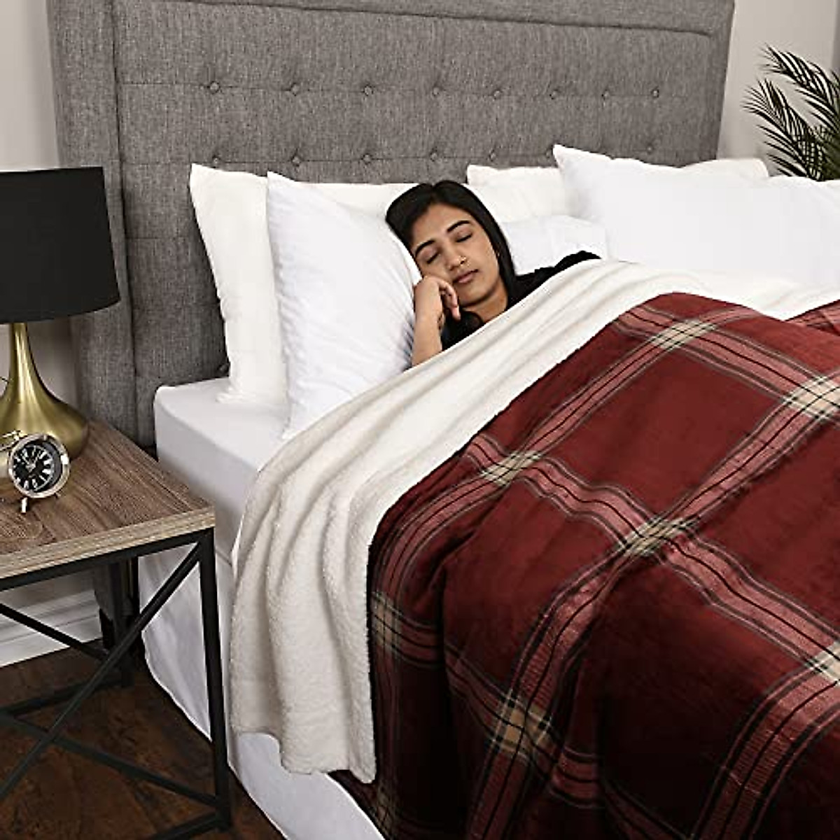 Life Comfort Plush Polyester Blanket 90”x90” Super Soft All Season Premium Luxury Ultimate Sherpa Throw for Bed or Couch, Red Plaid