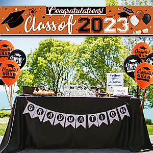 Class of 2023 Graduation Decorations Orange Congratulations Banner and 8pcs Congrats Grad Balloons Graduation Yard Sign College Graduation Party 2023 Orange Graduation Decorations