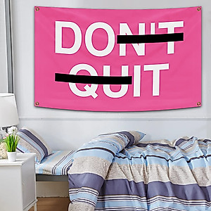 Don't Quit Flag Motivational Fitness Gym Pink Flag Banner for Lady Banner 3×5FT Pub Club College Dorm Room Wall Bedroom Living Room Decoration with 4 Brass Grommets
