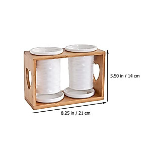 MAEPA Kitchen Utensil Holder Ceramic Utensils Crock Farmhouse Utensil Caddy Cutlery Storage Organizer with Stand for Kitchen Countertop