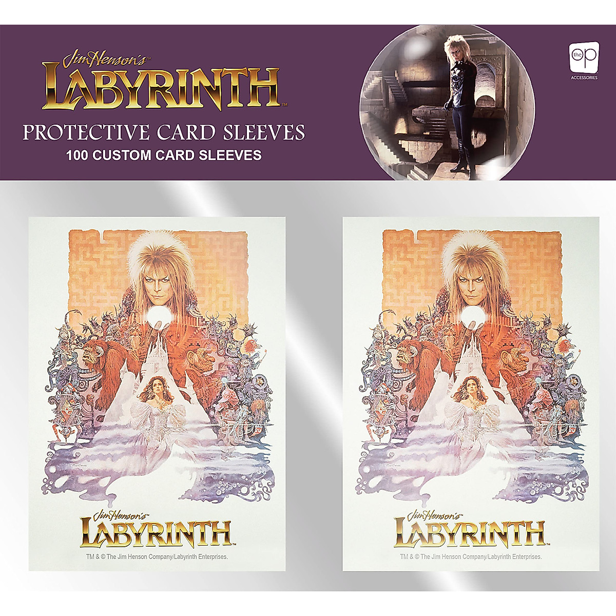 Labyrinth Premium Card Sleeves | 100 Card Protector Sleeves | 64mm x 89mm Sleeves Fit Standard Size Playing Cards & Collector Cards | Cardsleeve Back Artwork Featuring Artworks from Labyrinth Film