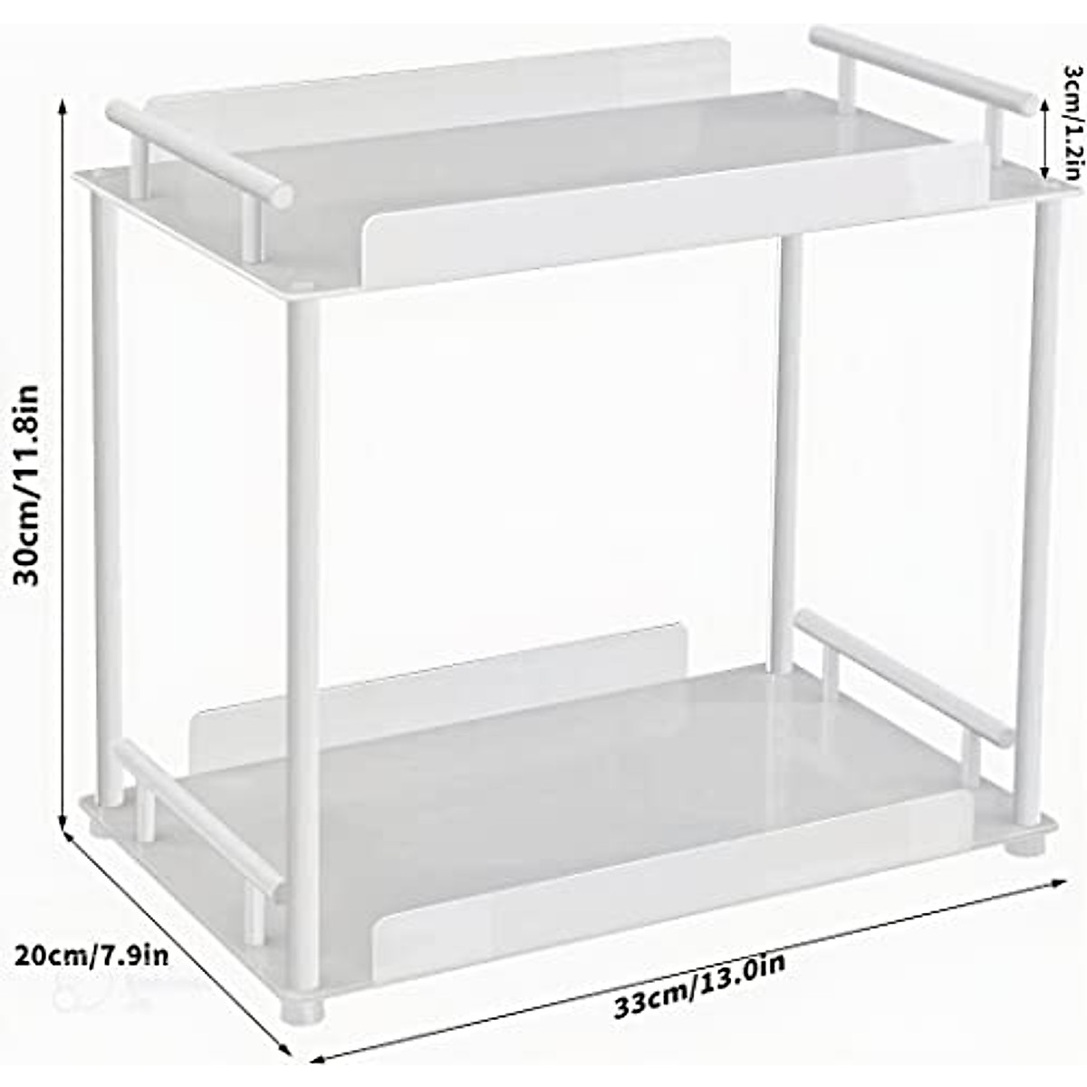 AWTS Bathroom Counter Organizer, 2 Tier Stainless Steel Bathroom Countertop Organizer, Kitchen Organizer, Cosmetic Organizer, Vanity Bathroom Organizer, Storage Shelf, Living Room,Dressing Table,White