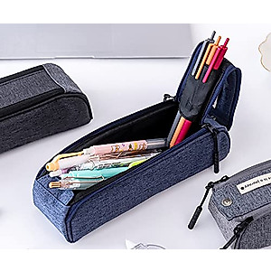 HEMAR Standing Pencil Case Pencil Pouch Bag,Simple Stationery Bag Holder for School and Office (Grey, 8.7 inch) HEM01-FBA-A1803701-22X1GY