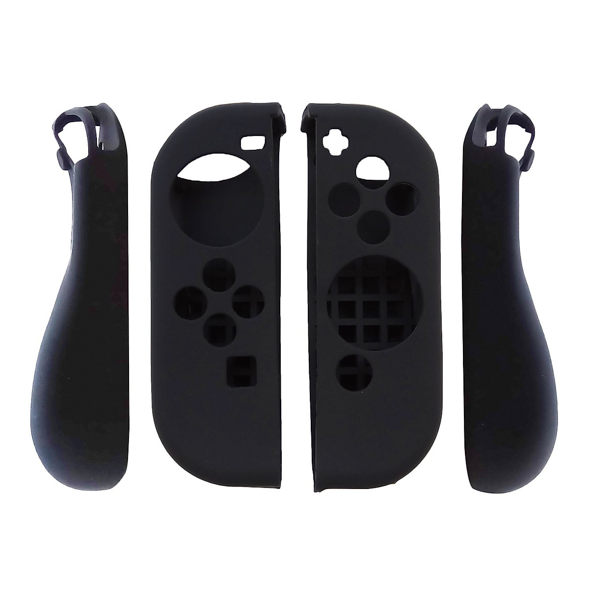 Hikfly 3pcs Silicone Gel Non-Slip Cover Skin Protector Case Kits Compatible for Nintendo Switch 6.2" Screen(2017) Consoles and Joy-Con Controllers with 8pcs Silicone Gel Thumb Grips Caps(Black)