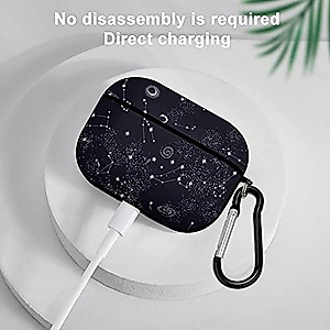 YouTary Stars Moon Planet Space Galaxy Universe Pattern Airpods pro 3 CaseCover with Keychain, Apple AirPod Cover Shockproof Protective Wireless Charging Headset Accessories