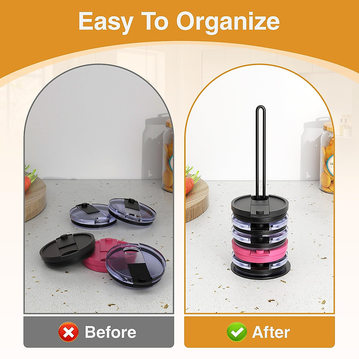 songsoso 2 Pack Tumbler Lid Organizer: Cup Lid Organizer - Each Vertical Storage Up to 11 Lids for Yeti/Stanley/Simple Modern Cup Lids.