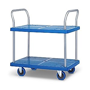 MoNiBloom 2 Tier Steel Utility Cart Multipurpose Service Trolley Cart with Wheels Great for Warehouse Garage Office, 661 lbs Capacity