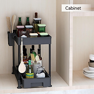 SANHSEHOME 2 Tier Bathroom Organizer Countertop Bathroom Sink Organizer Vanity Storage Organizer Bathroom Vanity Organizer Countertop Bathroom Skincare Organizer Makeup Organizer for Bathroom Black