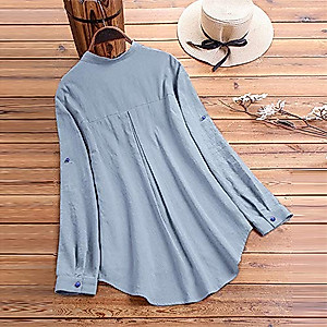 Aniywn Women Round Neck Lace Up Lace Patchwork Flare Pullover Top Casual Plus Size 3/4 Sleeve Floral Printed T-Shirt (2XL, 2-Sky Blue)