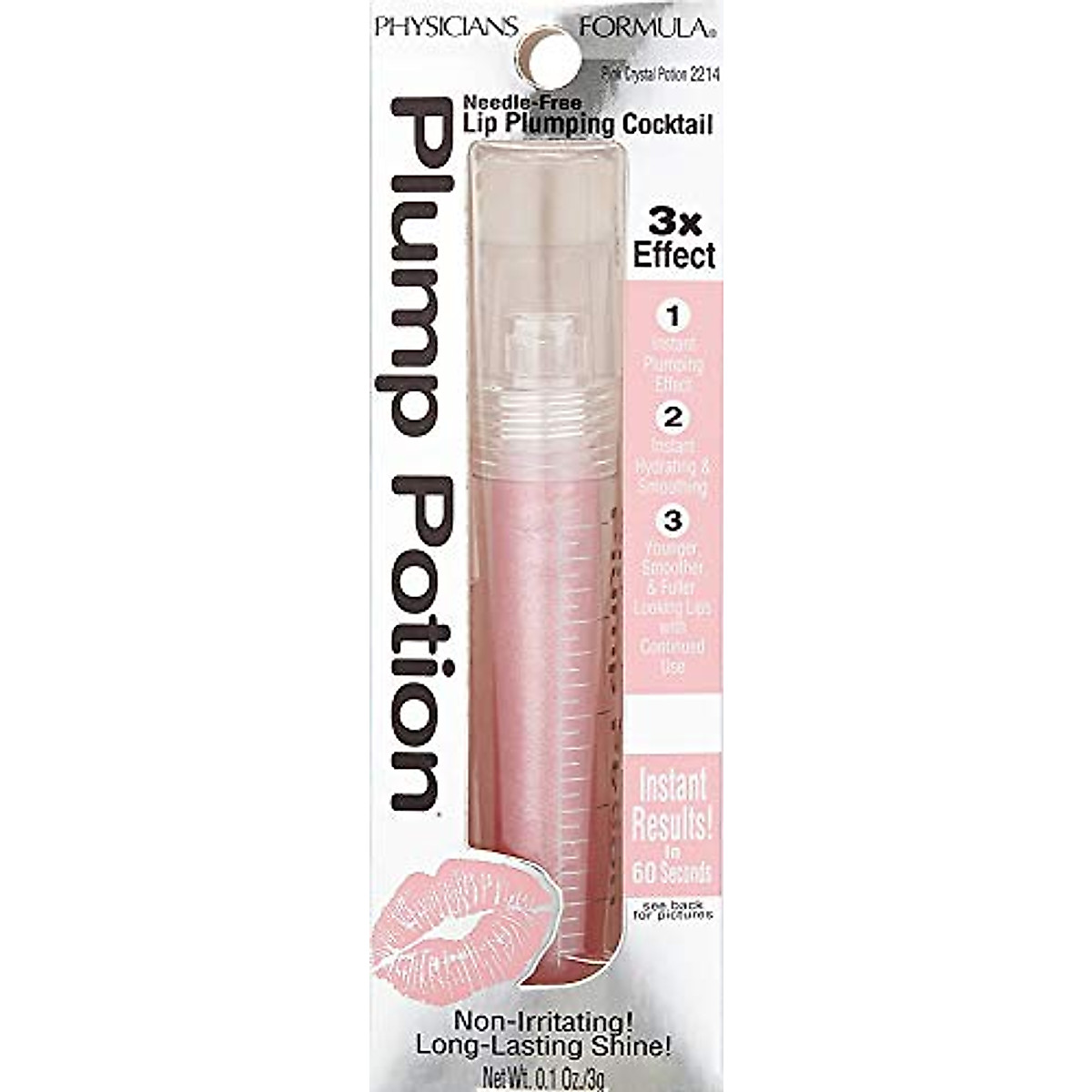 Physicians Formula Lip Plumper Gloss Formula Plump Lip Potion Needle-Free Lip Plumper Gloss Cocktail Shade Extension,Pink Crystal Potion,Lip Enhancer,Fuller Lips