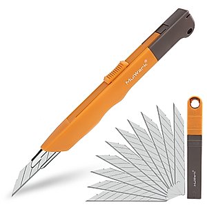 Mulwark 11PC Box Cutter Retractable Utility Knife Set - Heavy Duty Craft Knife with 10PC Sharp Snap-off 9MM 30 Degree Blades for Precision Cutting